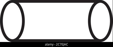 geometric horizontal cylinder shape icon over white background, flat ...