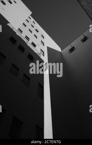 A bright shot of residential apartments and office tower blocks in ...
