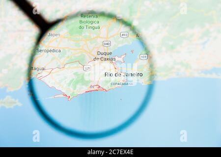 Map of Rio de Janeiro on Google Maps under a magnifying glass. Rio de ...