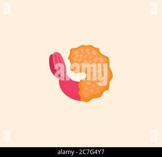 Shrimp icon. Seafood prawn sign. Vector cartoon hand drawn illustration ...
