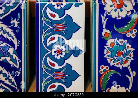 Ottoman style handmade turkish tiles with floral patterns in view Stock ...