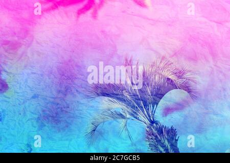 Photo of retro neon palms in the tropics Stock Photo - Alamy