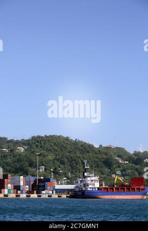 Container Ship in Harbour of grenada Caribic Stock Photo - Alamy