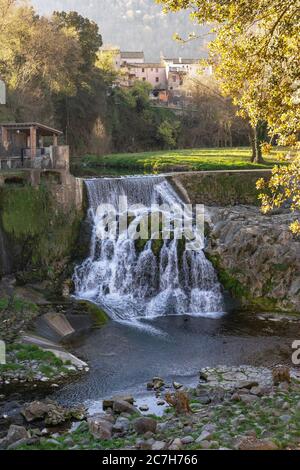 Natural waterfall in Sant Joan de les Fonts, Catalonia, Spain Stock ...