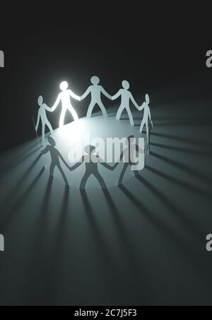Circle of paper chain people, artwork Stock Photo - Alamy