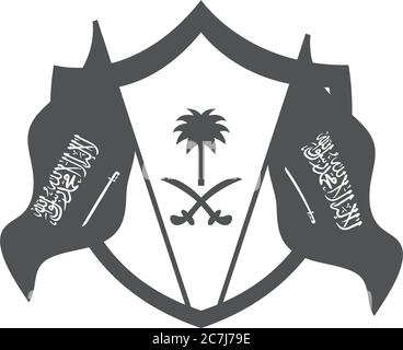saudi arabia national day, flags shield emblem celebration gradient ...