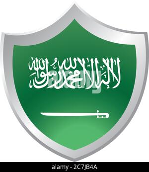 saudi arabia national day, shield with flag green sign gradient style ...