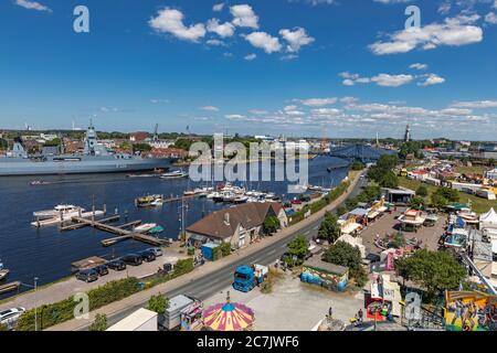 Aerial view of Wilhelmshaven and overview of harbour, Wilhelmshaven ...