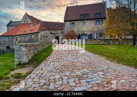 Neuenburg Castle and vineyards near Freyburg, Burgenlandkreis, Saxony ...