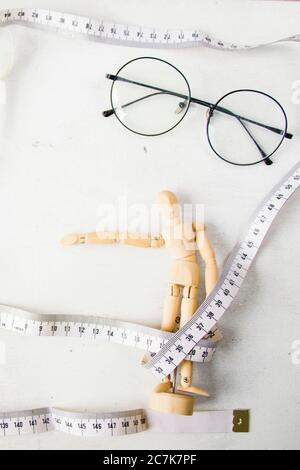 sew set, sew things on the white background. measuring and glass ...