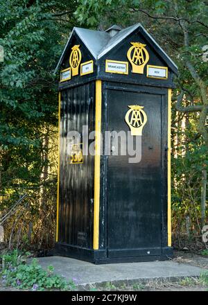 Old style AA roadside assistance telephone box at Glen Dye, Strachan ...
