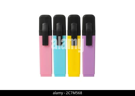 Different color highlighters isolated on white background Stock Photo ...