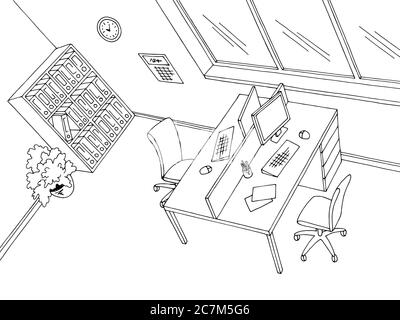 Top view of office desk. Vector illustrated cartoon background with Lap ...