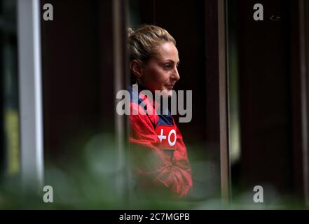 Jockey Rachel Richardson at Haydock Park Racecourse Stock Photo - Alamy