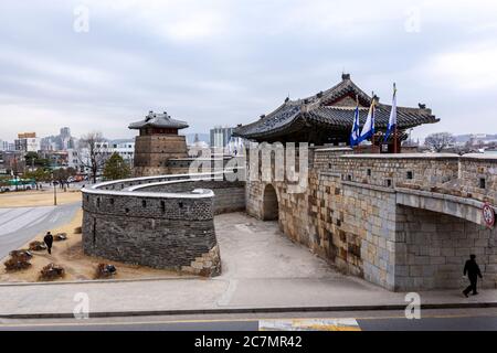Hwaseomun, west gate, Hwaseong Fortress, Suwon, Gyeonggi Province ...