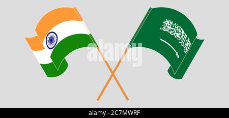 India and Saudi Arabia flags for official meeting against background of ...