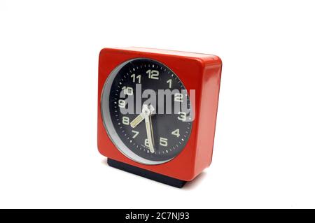 Vintage Peter, made in Germany metal metallic alarm clock, isolated on ...