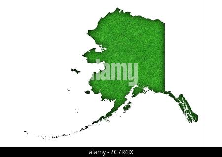 Map of Alaska on green felt Stock Photo - Alamy