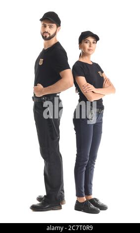 Police officers on white background Stock Photo - Alamy