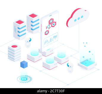 Cloud storage service isometric composition with saving of working ...