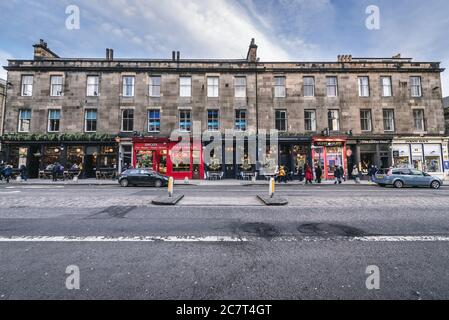 Bars and pubs on George IV Bridge street in Edinburgh, the capital of ...