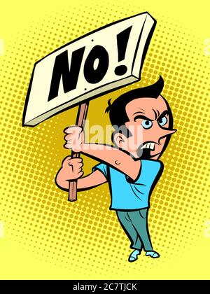 No sign. Cartoon poster with hand holding placard for banner design ...