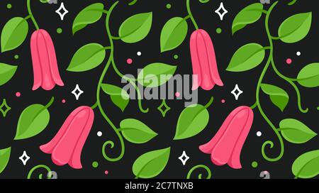 Copihue, Chilean bellflower, national flower of Chile. Illustration set ...