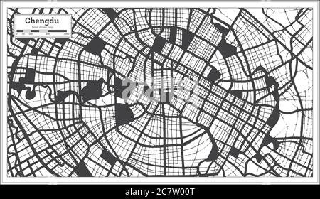 Chengdu China City Map in Retro Style. Outline Map. Vector Illustration ...