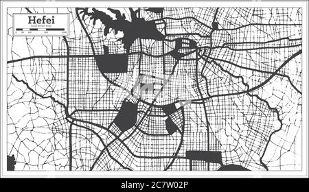 Map of Hefei city. Urban black and white poster. Road map image with ...