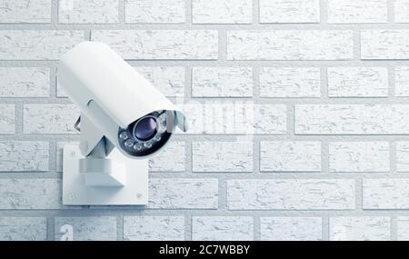 Surveillance camera mounted on a wall. Digital 3D rendering Stock Photo ...