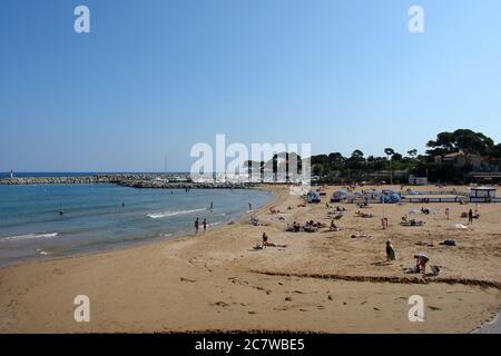 Beach of St Aygulf, a seaside resort in the Var region, located at the ...