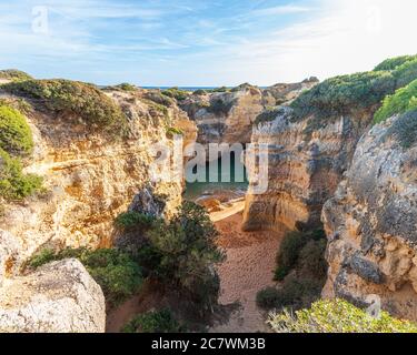 small point beach a hidden beach enclosed by cliffs on the algarve ...