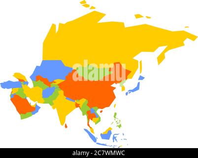 Simplified schematic map of Asia. Blank isolated continent political ...