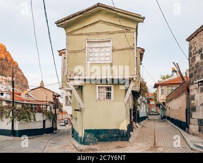 Street with poor houses in Turkish village in Central Anatolia, Turkey ...