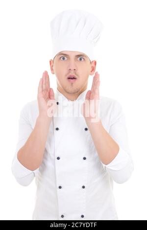 shocked chef, emotional male portrait on white background Stock Photo ...
