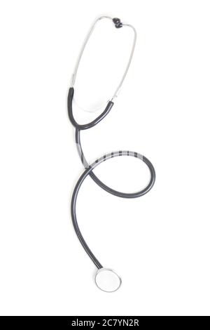 black plastic stethoscope isolated on white background Stock Photo - Alamy