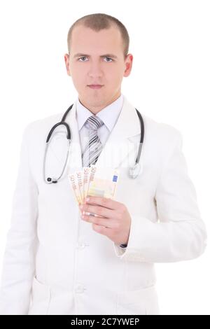 A handsome doctor holding euro money in doctor's office Stock Photo - Alamy