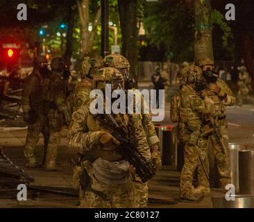 Portland Protest Justice Center, Oregon USA August 1st 2020 Stock Photo ...