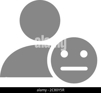 User profile with happy face grey icon. Smile rating, feedback symbol ...