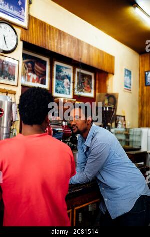 Tomoca Cafe and Coffee Shop in Addis Ababa, Ethiopia Stock Photo - Alamy