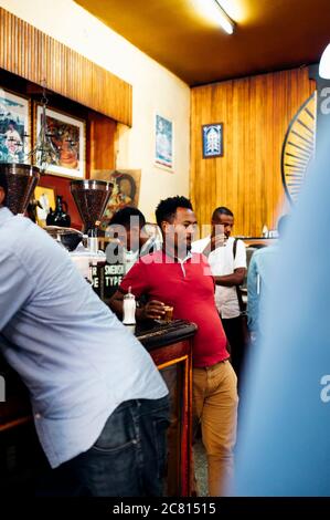 Tomoca Cafe and Coffee Shop in Addis Ababa, Ethiopia Stock Photo - Alamy