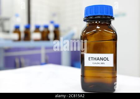 Ethanol, pure concentrated ethyl alcohol in bottle Stock Photo - Alamy