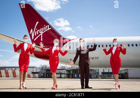 EDITORIAL USE ONLY Virgin Atlantic cabin crew member Becci Chute hosts ...