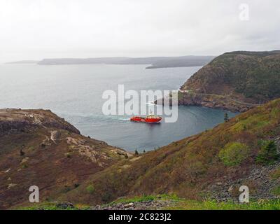 Atlantic Hawk offshore tug supply ship sailing through The Narrows into ...