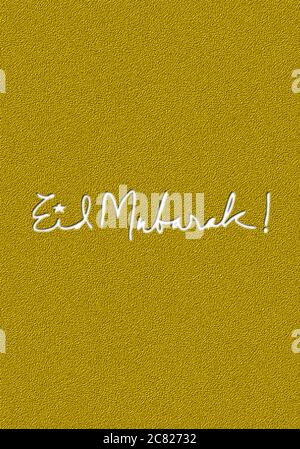 Vector greeting card for Muslim holiday Eid Mubarak, original brush ...