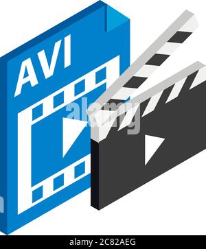 Audio Video Interleaved (AVI) file format Icon on gray background Stock ...
