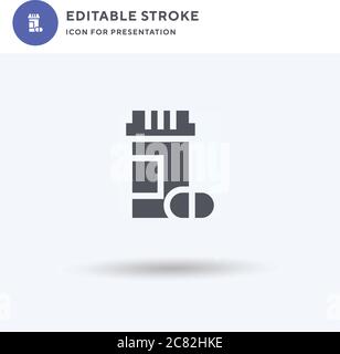 Prescription, tablet recipe filled line vector icon, simple ...