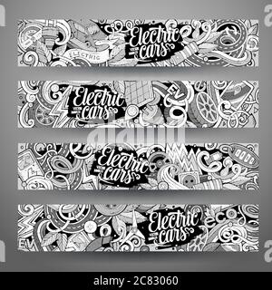Cartoon doodles electric cars banners Stock Vector Image & Art - Alamy