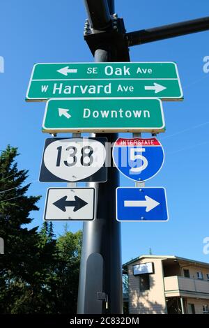 Interstate 5 freeway sign and ramp in Los Angeles, California Stock ...