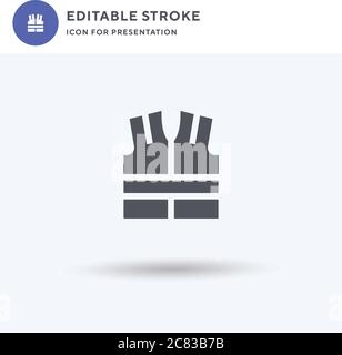 Reflective Vest icon vector, filled flat sign, solid pictogram isolated ...